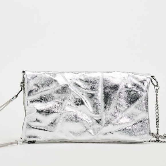 Zara | Bags | Zara Metallic Silver Rocker Crossbody Bag | Poshmark